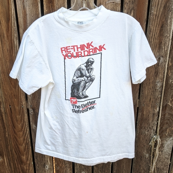 Vintage | Shirts | Vintage 7up Tshirt Soda Pop 8s 90s 7 Up Thinker ...